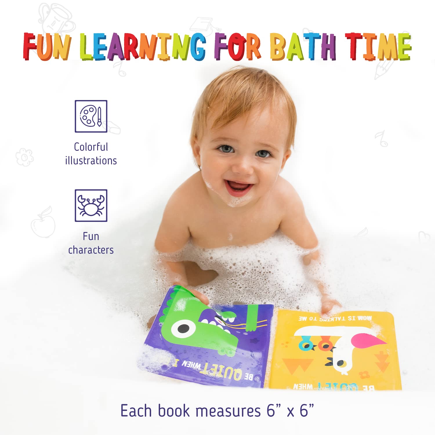 merka Baby Bath Books for Toddler Waterproof Bathtime Books 4 Floatable Plastic Books Thank You Sorry Hi Bye Please Waterproof Bath Books for Toddlers