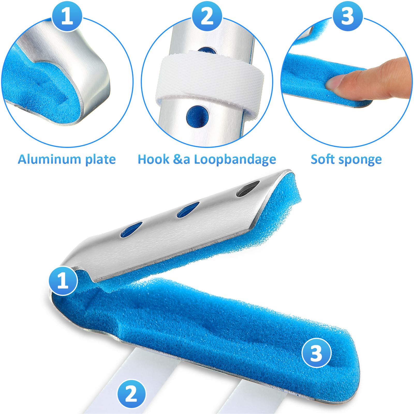 BBTO 3 Pieces Finger Splint Metal Finger Support Finger Immobilizer for Adults Children Finger