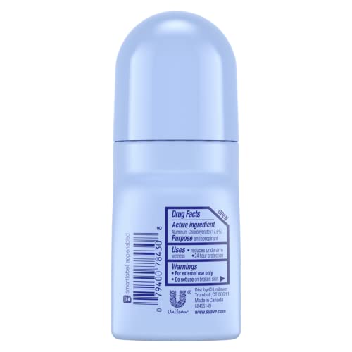 Suave Roll-On Deodorant for Women, Powder Fresh Scent – Antiperspirant Deodorant with 24H Sweat & Odor Protection, 2.7 Oz