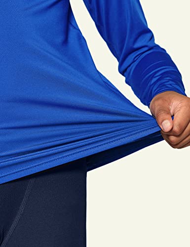 TSLA Kid's & Boy's Cool Dry Long Sleeve Compression Shirts, Athletic Workout Shirt, Sports Base Layer T-Shirt, 2pack White/Blue, 4