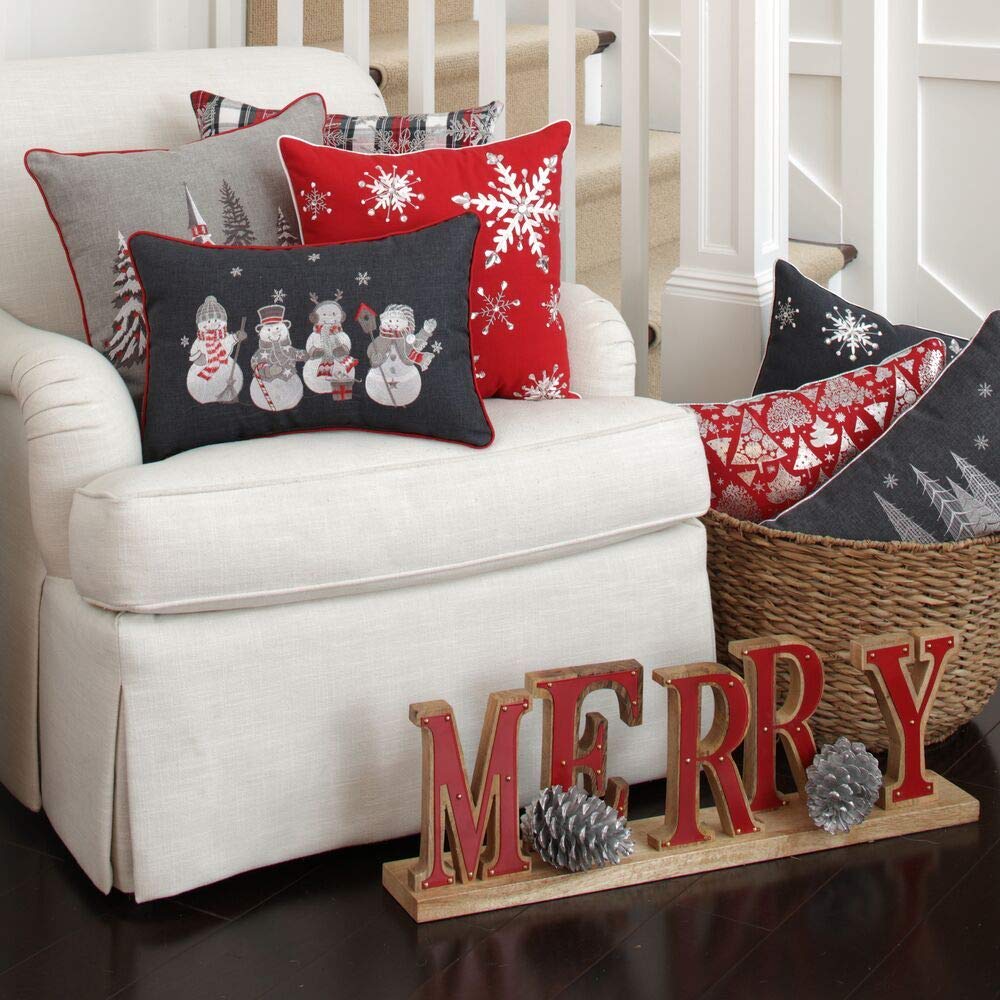 Pillow Perfect Jeweled Christmas Snowflake Decorative Throw Pillow, 1 Count (Pack of 1), Grey