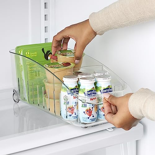 YouCopia RollOut Fridge Drawer 6", BPA-Free Clear Rolling Refrigerator Organizer Bin with Adjustable Dividers and Handles for Produce, Food, Meal and Snack Storage