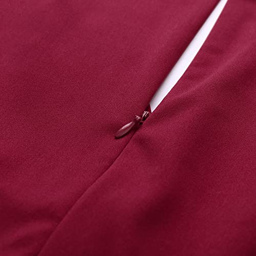 Pinkpaopao Ruched Wasited Split Dress for Women Solid Color Puff Long Sleeve Zipper Dress Deep V Neck Wrap Dress