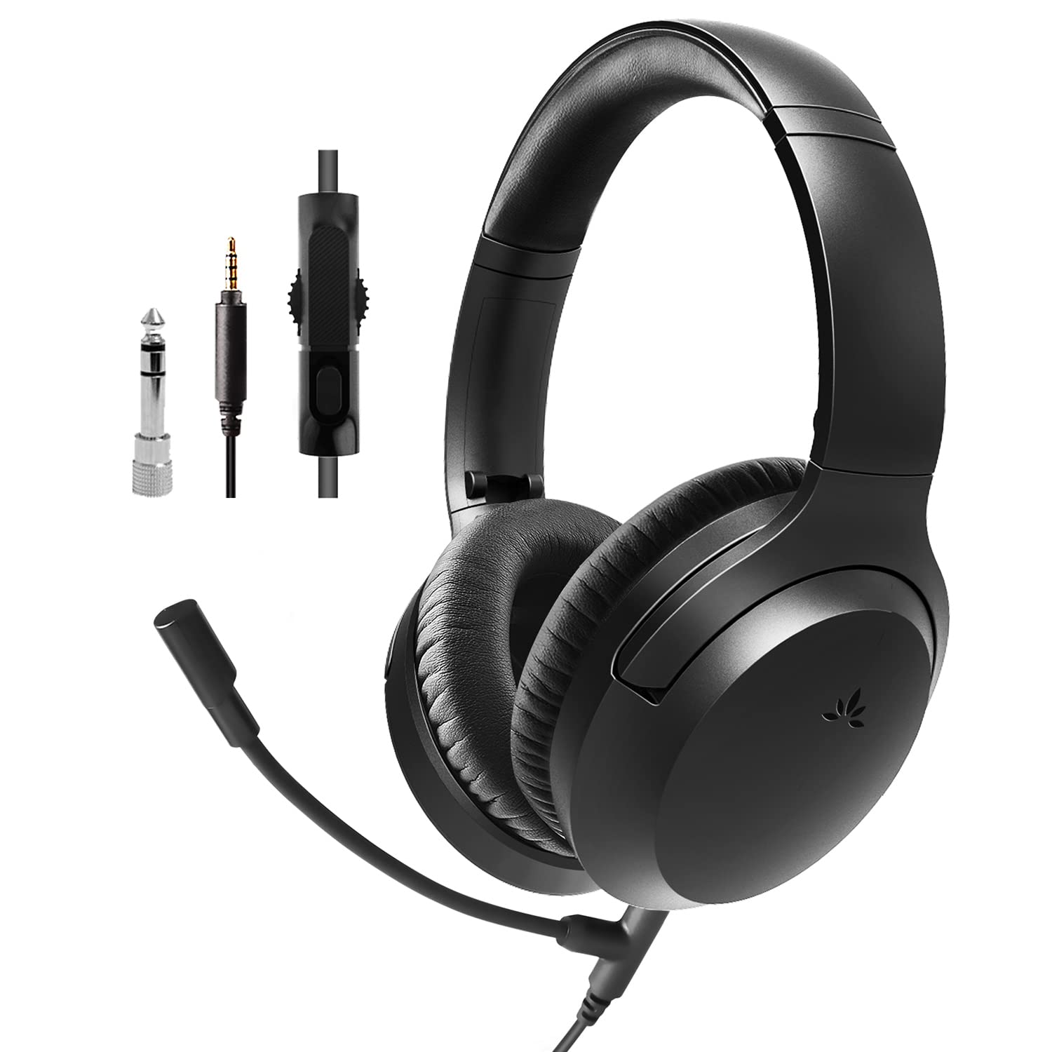 Avantree Aria Line M - Wired Over-Ear Headphones with Boom Mic for Clear Calls, Headset with Mute Switch & Volume Control for PC, Computer, PS4, PS5, Gaming, and 3.5mm AUX Extra-Long Cord for TVs
