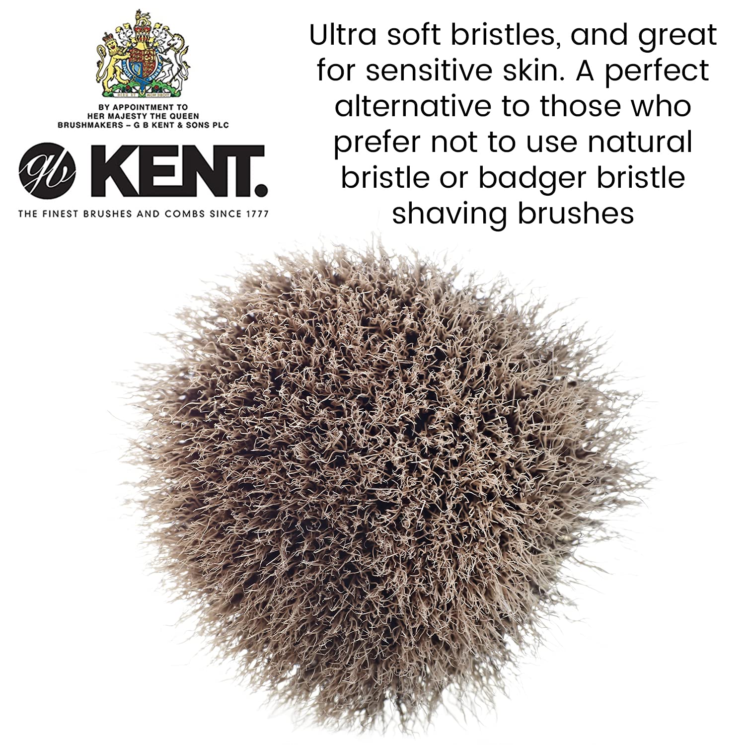 Kent INF1 Infinity Ultra-Soft Silvertex Bristles Shaving Brush Synthetic Bristles Crimped to Emulate Real Badger Bristle for Ultimate Shave Experience Perfect Lather for Shave Cream and Shaving Soap