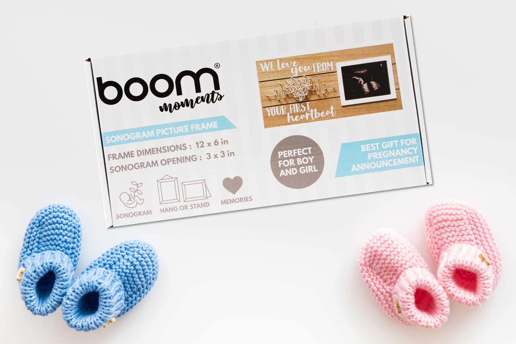 boom moments Sonogram Picture Frame | Keepsake Baby Ultrasound Frame | Gift for Expecting Parents | Nursery Décor | Baby Gift | We Love You From Your First Heartbeat