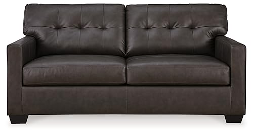 Signature Design by Ashley Belziani Modern Tufted Leather Match Sofa, Black