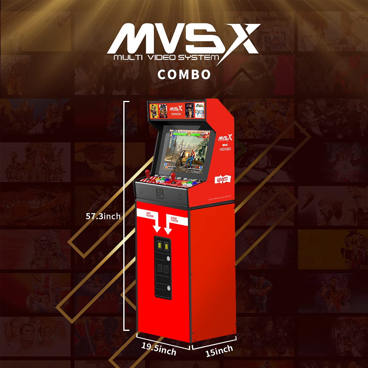 NEOGEO MVSX Arcade and Base with 50 Pre-Loaded SNK Retro Games, 17" Screen Home Entertainment Arcade
