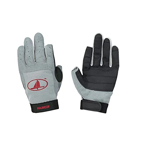 Harken Sport Classic 3/4 Finger Glove, Grey/Black/Red, Large