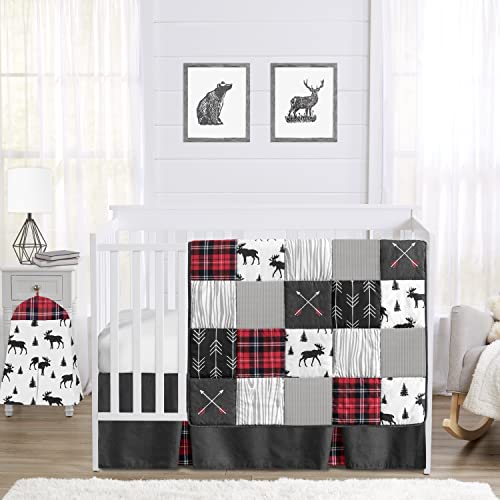 Sweet Jojo Designs Red and Black Woodland Plaid Flannel Organizer Storage Bins for Rustic Patch Collection - Set of 2