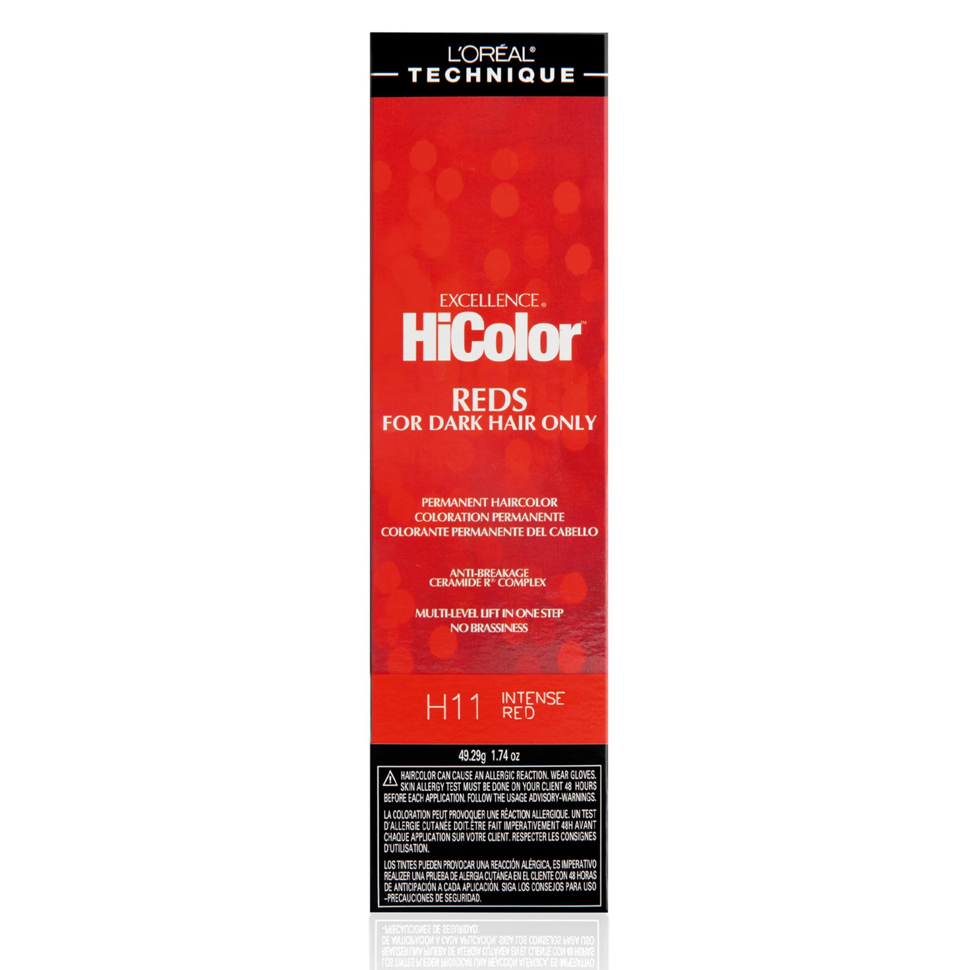 L'Oréal Technique HiColor Reds Permanent Hair Color | Lifts Dark Hair in One Step | No Brassiness | Rich, Smooth Creme Formula | Intense, Long-Lasting Color | Intense Red