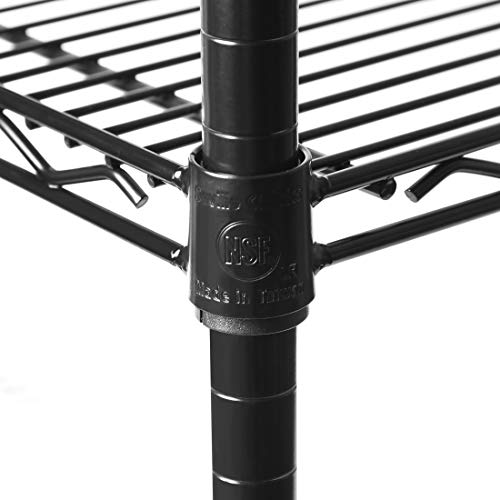 Seville Classics UltraDurable Heavy Duty NSF Solid Steel Wire Rack Storage Unit, Organizer for Garage, Warehouse, Office, Restaurant, Classroom, Kitchen, Black, 5-Tier Shelving, 36" W x 18" D