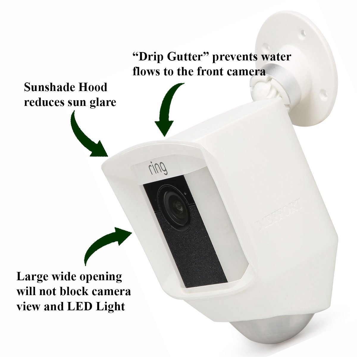 Silicone Skin Case Cover Compatible with Ring Spotlight Cam Battery or Solar, Offer Sun Glare UV Weather Protection & Disguise Spot Light Security Camera - White