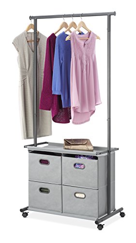 Whitmor 4-Drawer Locking Wheels Garment Rack, Paloma Gray