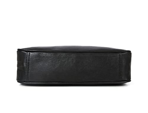 Double Zip Small Crossbody Bag Leather Shoulder Bag for Women Medium Lightweight Purse Top Zipper Multiple Pocket (Raven)
