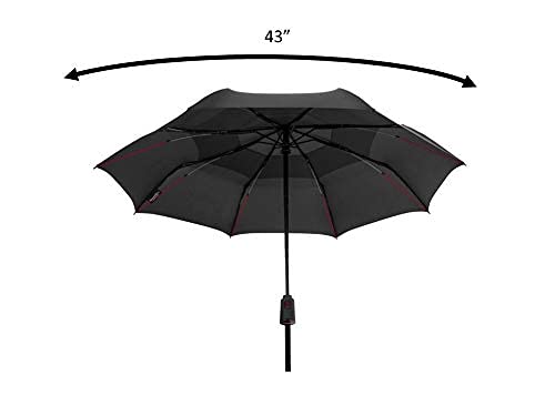 ShedRain Vortex Automatic Compact Folding Windproof Travel Umbrella β Push Button Open & Close - Rain & Windproof Vented Double Canopy β Protect from Rain, Sun & Wind - Wind Tunnel Tested to 75 mph (Black)