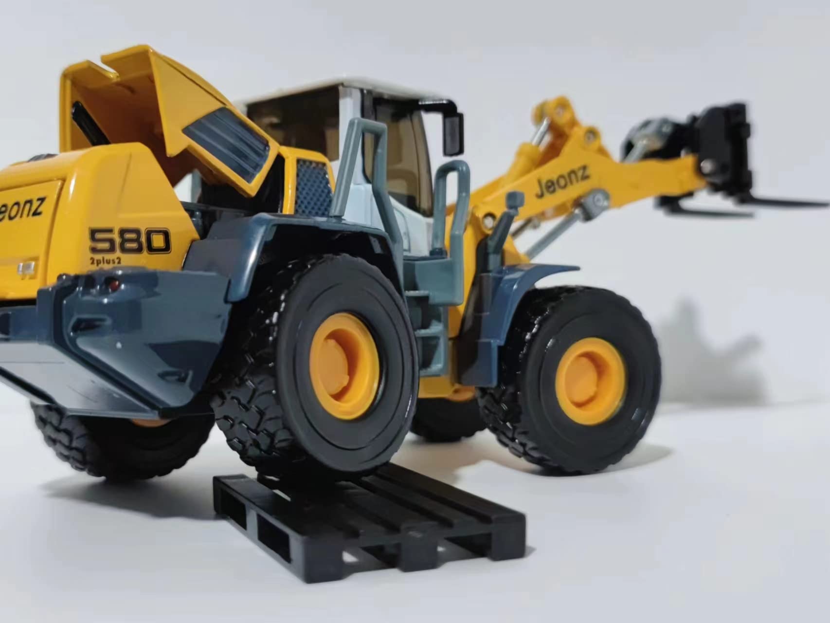 Jeonz 1/50 Scale Forklift Truck Front Wheel Loader Toy Metal Construction Vehicles Diecast Loader Model