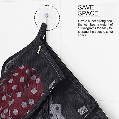 TENRAI 3 Pack (3 Medium) Delicates Laundry Bags, Bra Fine Mesh Wash Bag, Use YKK Zipper, Have Hanger Loops, Zippered, Protect Best Clothes in The Washer (Black)
