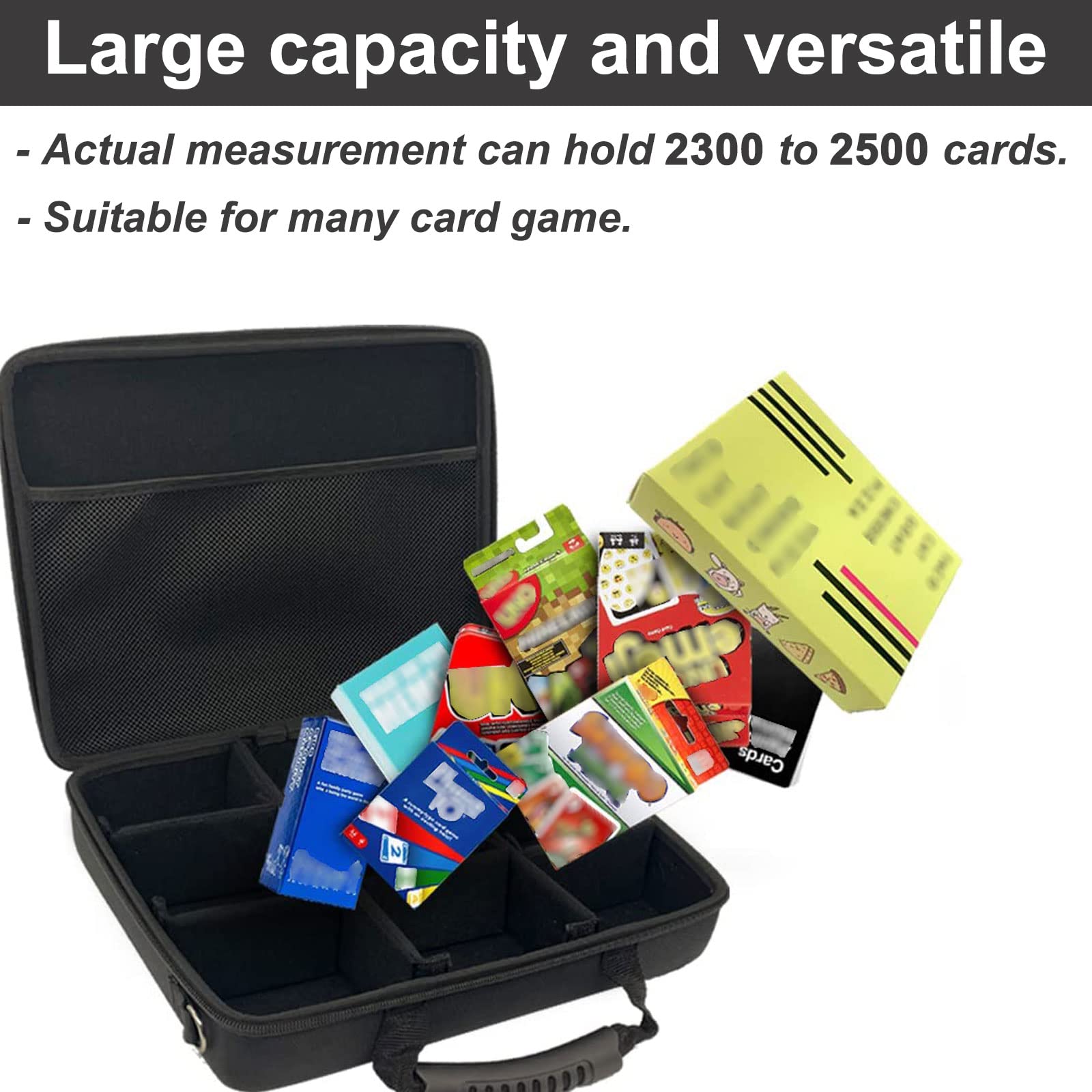 Lumus&Solem Extra Large Game Card Case for 2300-2500+ Cards, Suitable for The Expansion of C.A.H Game Cards and All Other Card Games(Black
