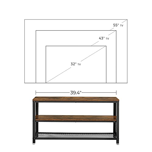 VASAGLE BRYCE TV Stand for TVs up to 43 Inches, Storage Console with Metal Shelf, Easy Assembly and Sturdy Design, Adjustable Feet, 39.4 x 15.7 x 20.3 Inches, Industrial, Rustic Brown ULTV40BX