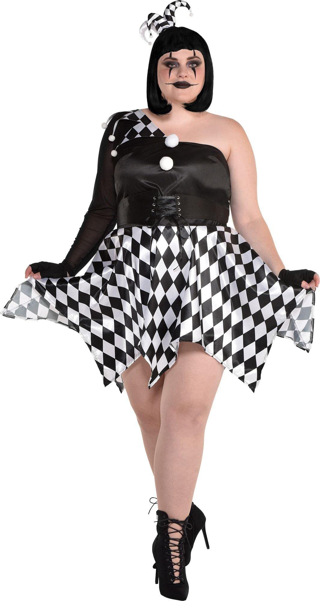 Women's Black and White Naughty Jester Costume Set - Small (2-4) - Fun and Flirty Party Wear Perfect for Halloween and Themed Party Fun