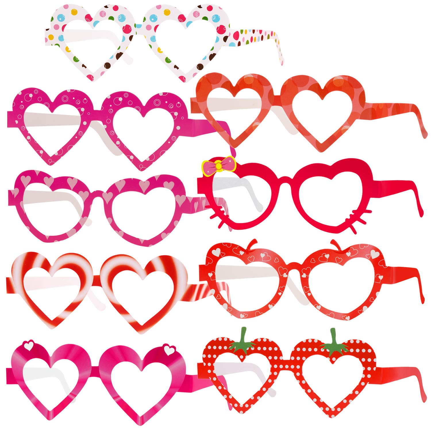 HOWAF Valentine's Day Party Favors for Kids, 27 Pack Paper Valentine Glasses Photo Props Valentines Decoration Costume Party Glasses Frame for Kids Valentines Gift Bulk Toys for Teacher Prizes