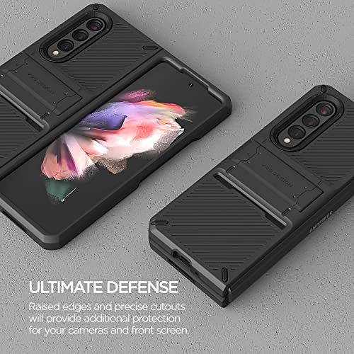 VRS DESIGN QuickStand Pro Phone Case for Galaxy Z Fold 3, Durable Kickstand Case Compatible with Galaxy Z Fold 3 5G (2021) Matte Black