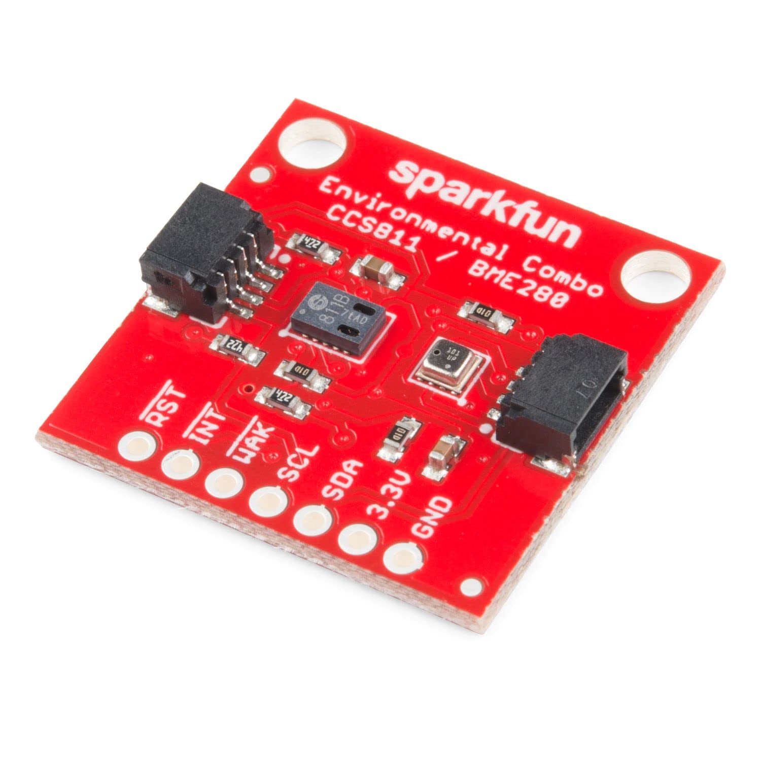 SparkFun Environmental Combo Breakout -CCS811/BME280 (Qwiic) -Provides Barometric Pressure Humidity Temperature TVOCs Equivalent CO2 (eCO2) Levels via I2C Operates 3.3V No Solder Polarized Connectors
