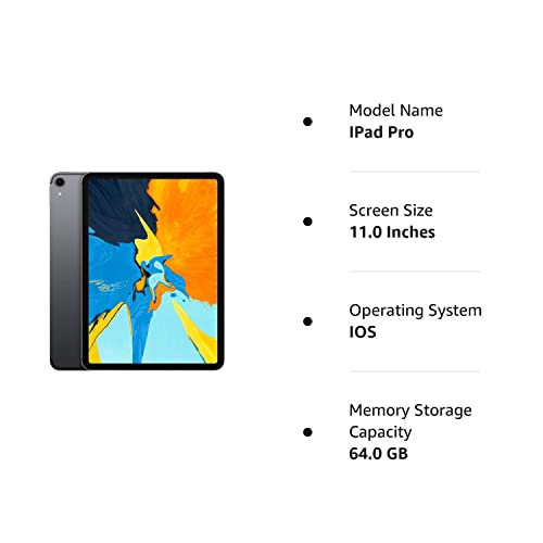 Apple iPad Pro 2018 (11-inch, Wi-Fi + Cellular 64GB) - Space Gray (Renewed)