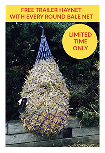 TECH EQUESTRIAN Upgraded 4-5mm Thick Round Bale Slow Feed Hay Net 5x4 (Hole_Size_2.5" inches)