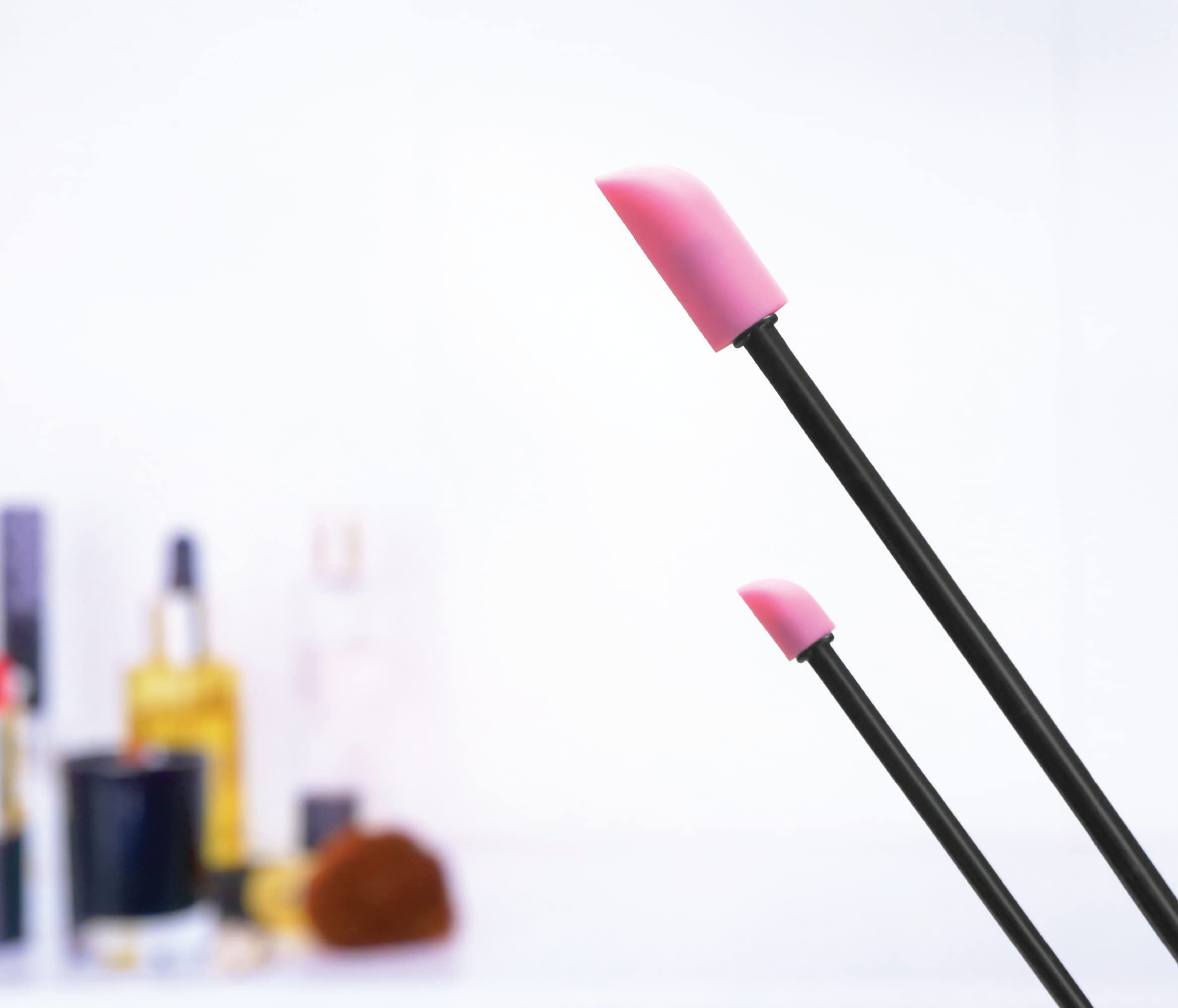 S&T INC. Makeup Spatula, Large and Mini Silicone Spatula Set for Cosmetics, Shampoo, Hair Care, and Skin Care Products, 2 Piece Set, Black/Pink