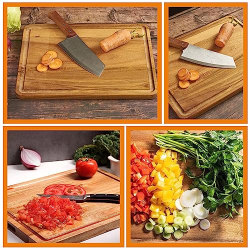 UPKOCH Wood Cutting Board Wooden Chopping Board Kitchen Large Charcuterie Boards Butcher Block for Chopping Meat Vegetables Fruits Bread Cheese Appetizers