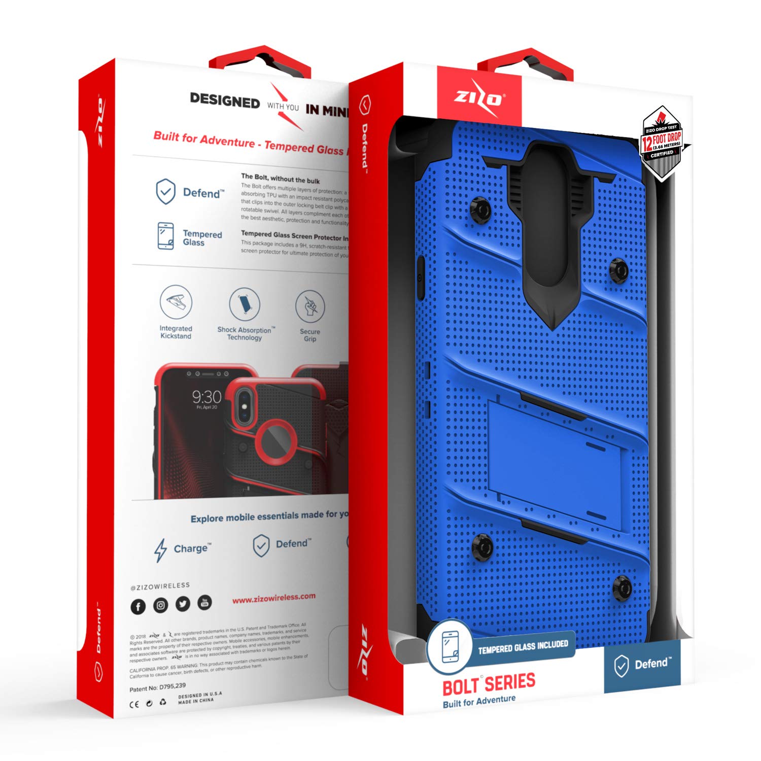 ZIZO Bolt Series LG Stylo 4 Case Military Grade Drop Tested with Tempered Glass Screen Protector, Holster, Kickstand Blue Black