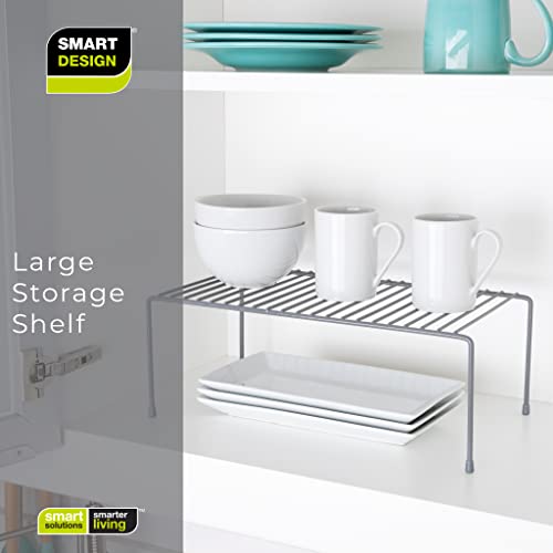 Smart Design Classic Storage Shelf – Set of 6, Large (8.5 x 16 in.), Charcoal Gray – Sturdy Steel Pantry Organizer with Rust-Resistant Finish and Non-Slip Feet for Easy Home Organization and Storage
