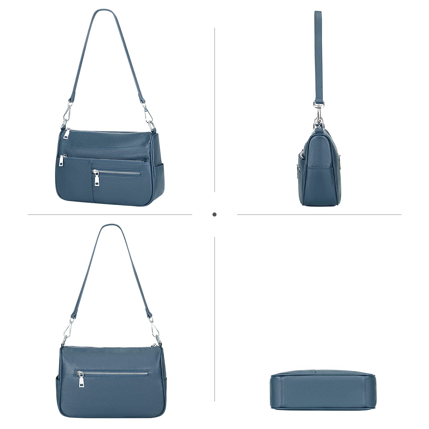 Over Earth Genuine Leather Shoulder Bag Small Crossbody Handbags for Women Ladies Purse(O131E Black)