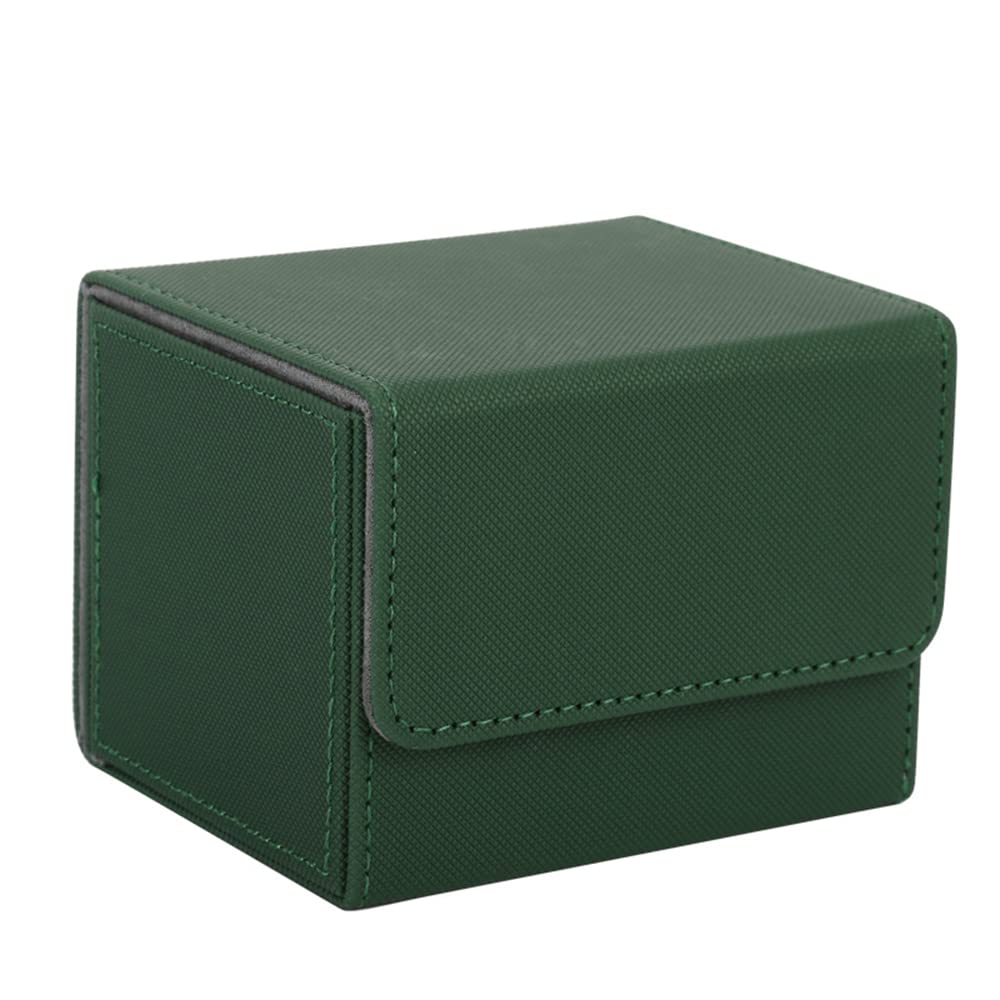 Venssu Card Deck Box,Horizontal Card Deck Case,Deck Card Box, Leather Large Size Fit 100 Plus Sleeved Cards Compatible with MTG TCG CCG(Black&Grey)