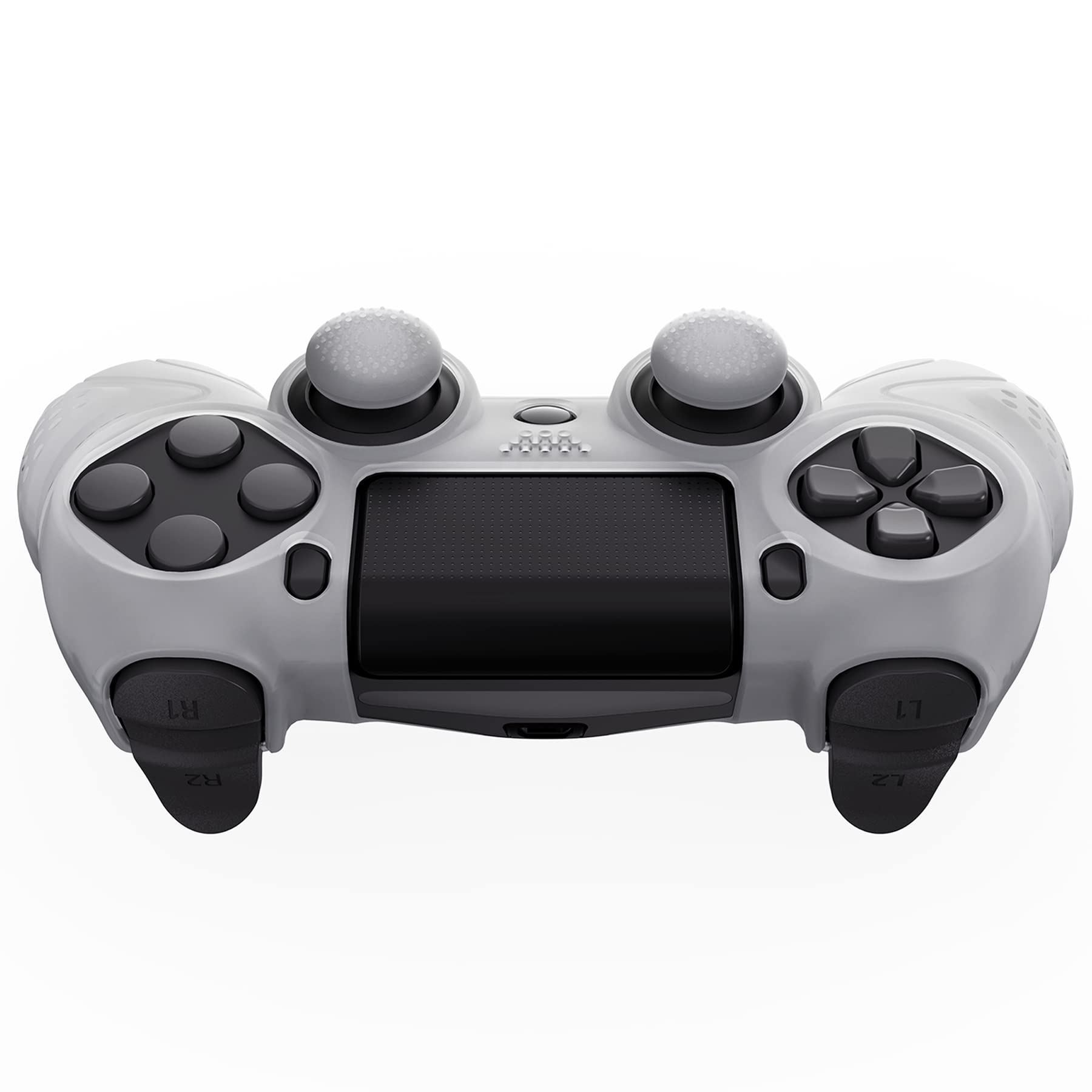 PlayVital Guardian Edition Glow in Dark - Green Ergonomic Soft Anti-Slip Controller Silicone Case Cover for ps4, Rubber Protector Skin with Joystick Caps for ps4 Slim/Pro Controller