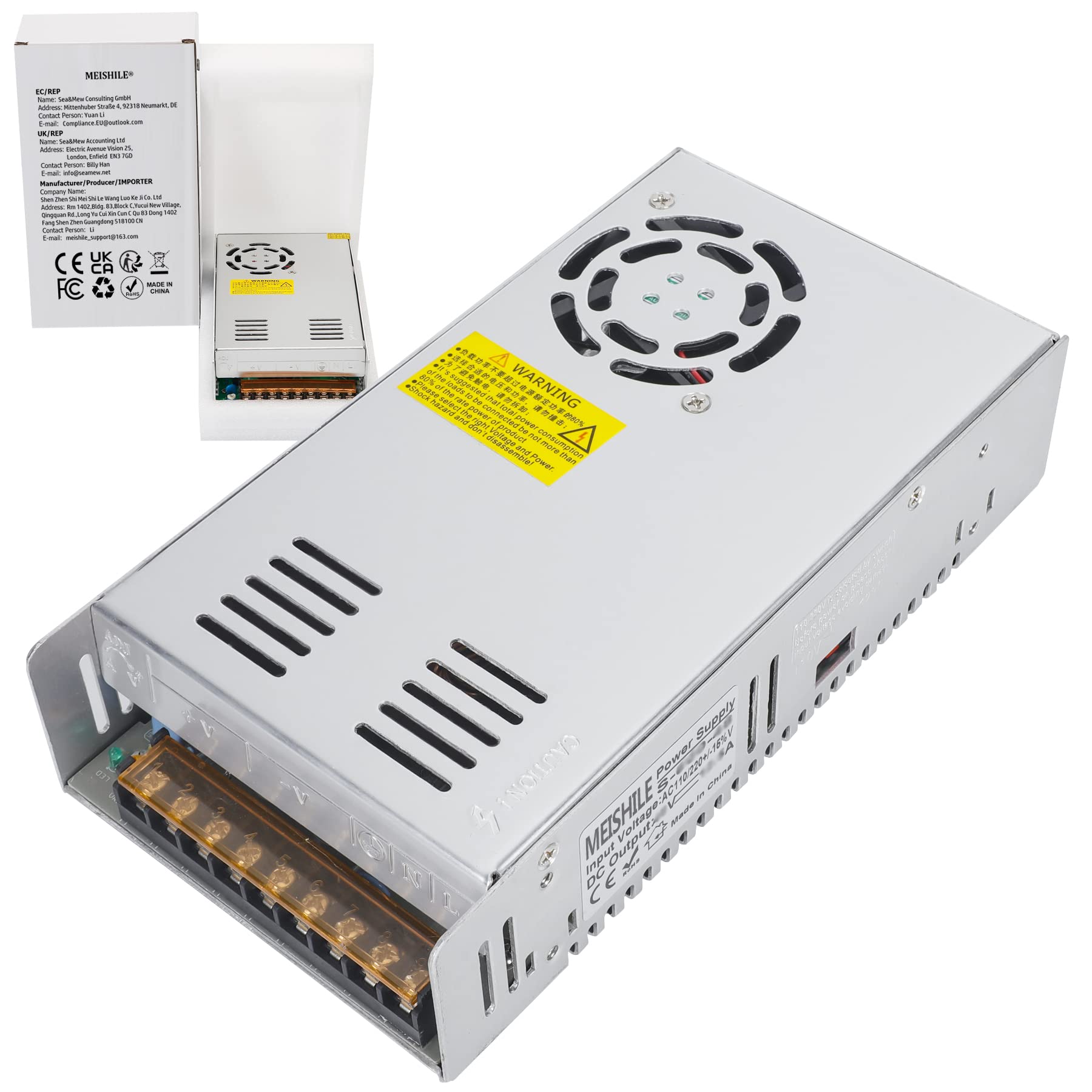 MEISHILE 12V 50A 600W DC Switching Power Supply Adapter PSU AC to DC Industrial Transformer Converter for LED Drive Light Lamp Meter 3D Printer Semiconductor Pump Motor Drive 220V 110V to 12Volt