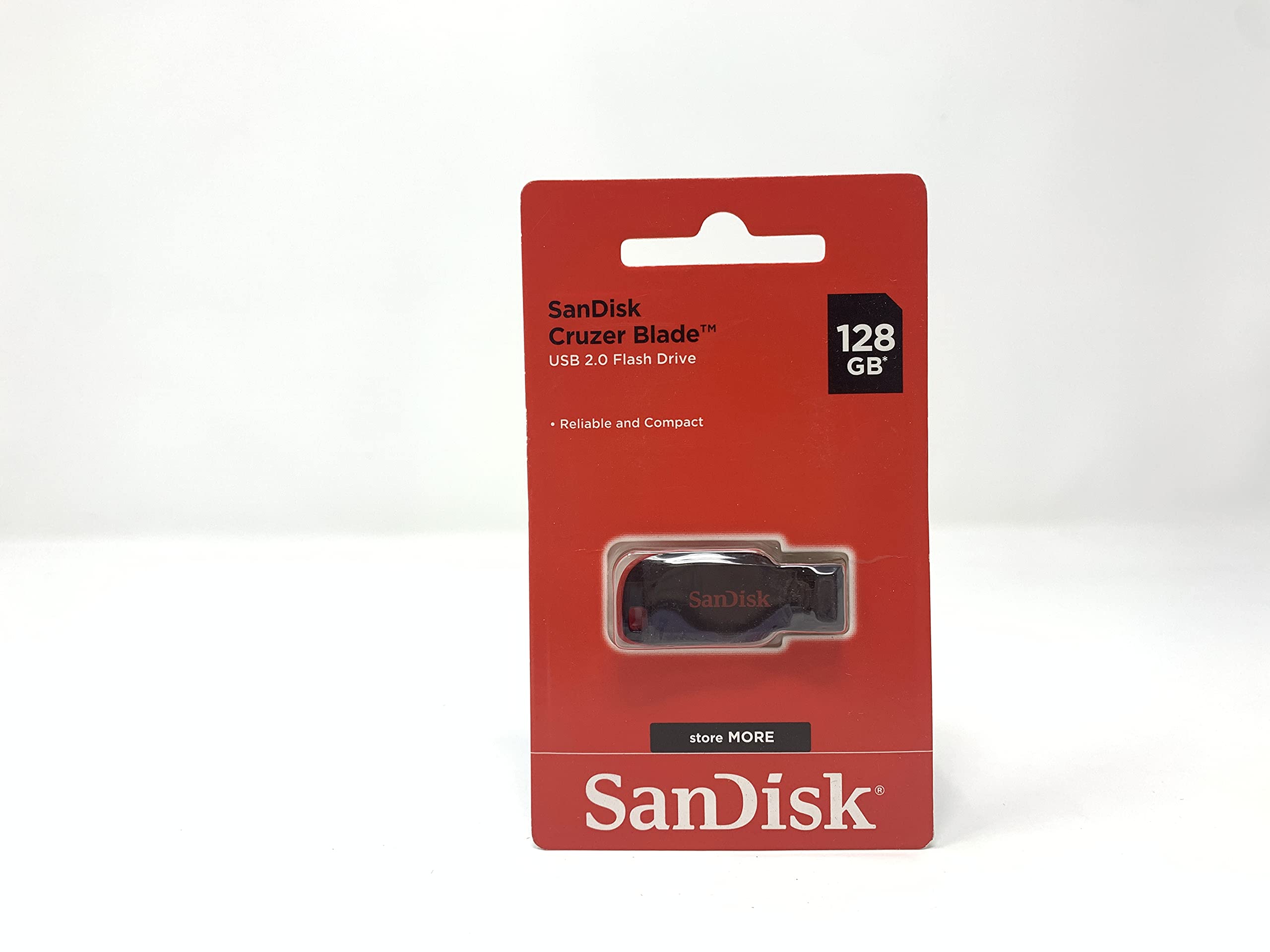 SanDisk Cruzer Blade USB Flash Drive, 128 GB, Black/Red (SDCZ50-128G-A46)