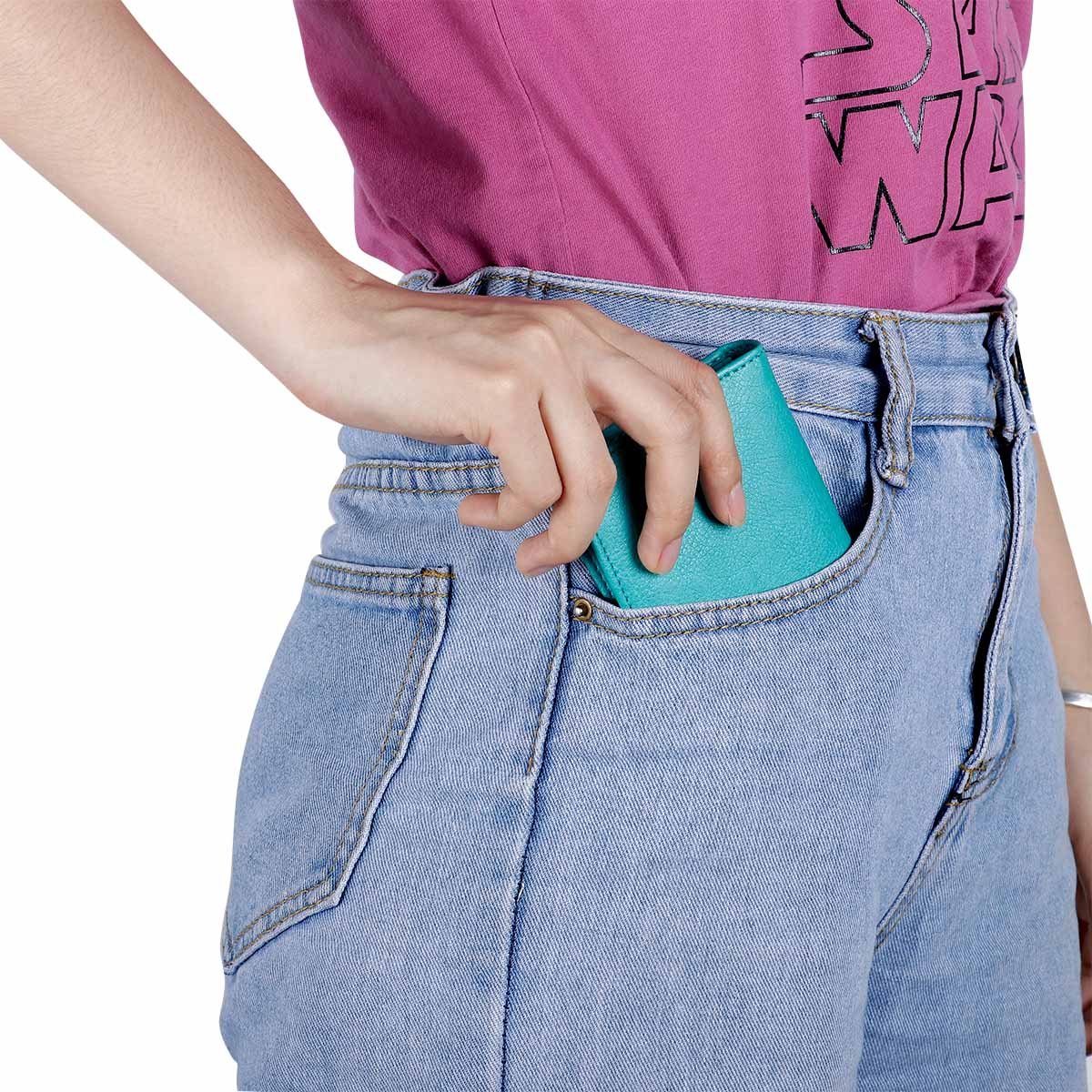 Small Credit Card Holder Large Capacity Bifold Card Wallet Organizer with ID Window for Men & Women (Aqua blue)