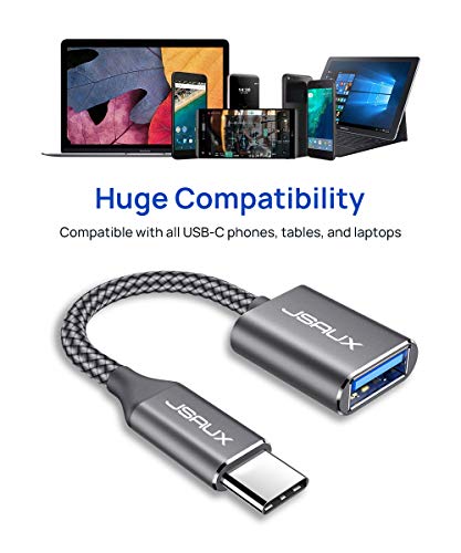 USB C to USB Adapter [2 Pack], JSAUX USB Type C Male to USB 3.0 Female OTG Cable Thunderbolt3 to USB Adapter Compatible with MacBook Pro/Air 2019 2018 2017, Samsung Galaxy S20 S20+ Ultra Note 10 S9 S8