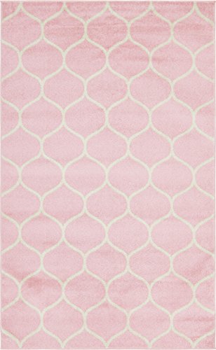 Unique Loom Trellis Frieze Collection Area Rug - Rounded (5' 1" x 8', Light Pink/ Ivory)
