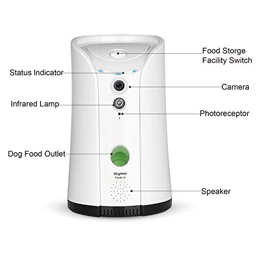 SKYMEE Dog Camera Treat Dispenser, WiFi Remote Pet Camera with Two-Way Audio and Night Vision, Compatible with Alexa