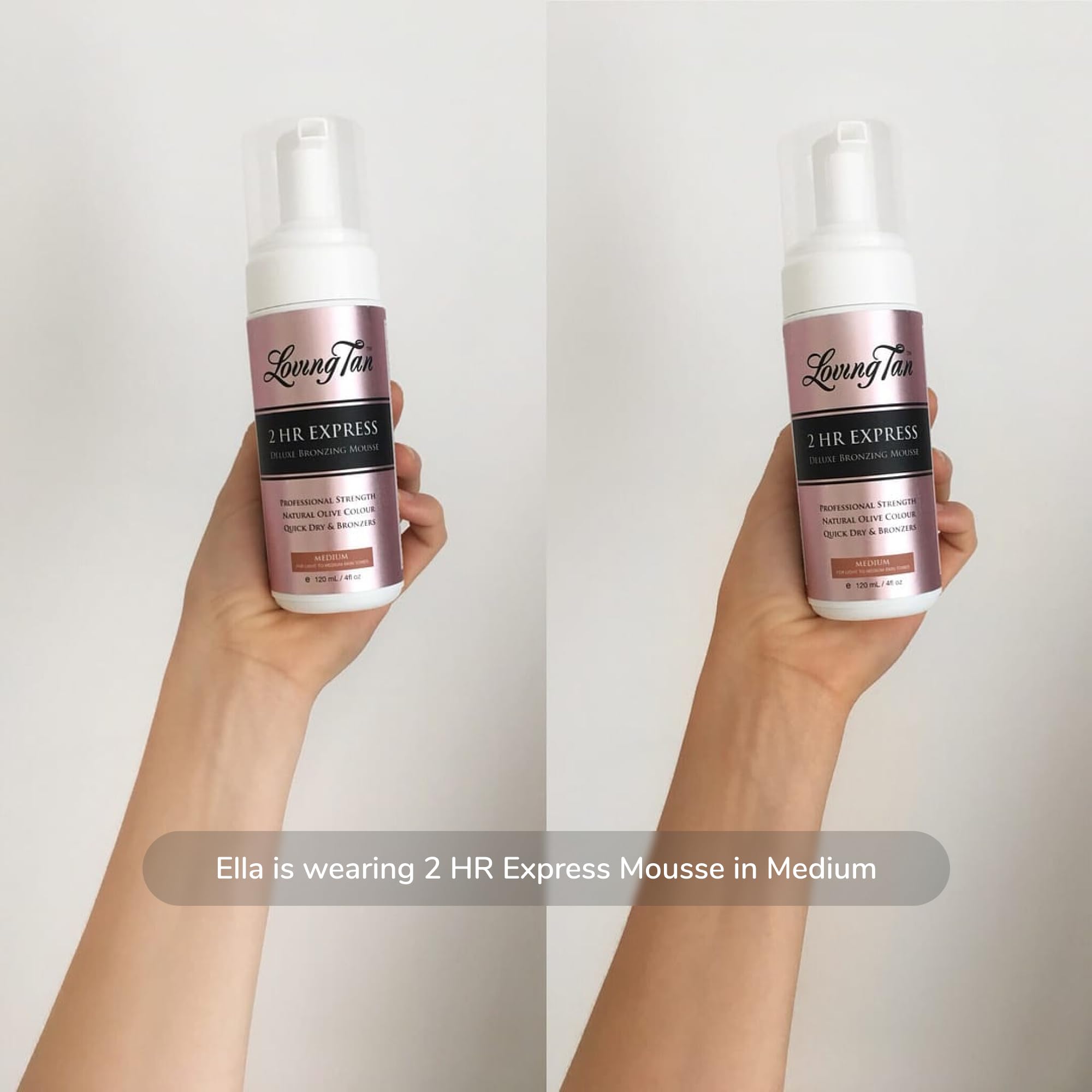 Loving Tan 2 HR Express Mousse, Medium - Streak Free, Natural looking, Professional Strength Sunless Tanner - Up to 5 Self Tan Applications per Bottle, Cruelty Free, Naturally Derived DHA - 4 FL Oz