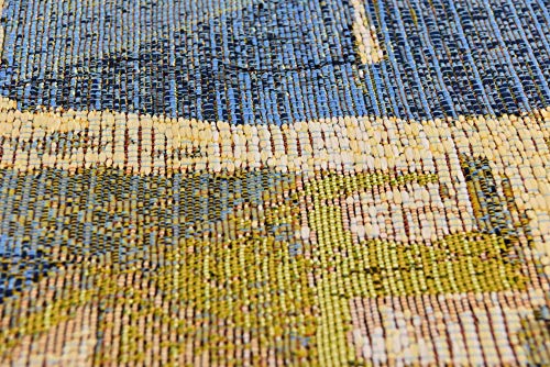 Unique Loom Outdoor Modern Collection Area Rug - Glyph (8' x 11' 4" Rectangle, Blue/ Beige)