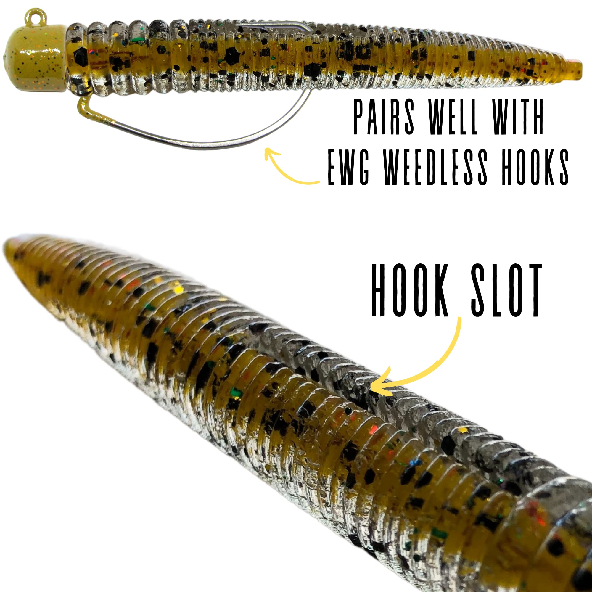 JIGITY - Ned Rig Baits | 10 Pack Uncle Ned 3" Soft Plastic Worms | Finesse Style Bait Largemouth Smallmouth Multispecies Crappie Bluegill Bass Fishing Gear (3", Black Blue FLK)