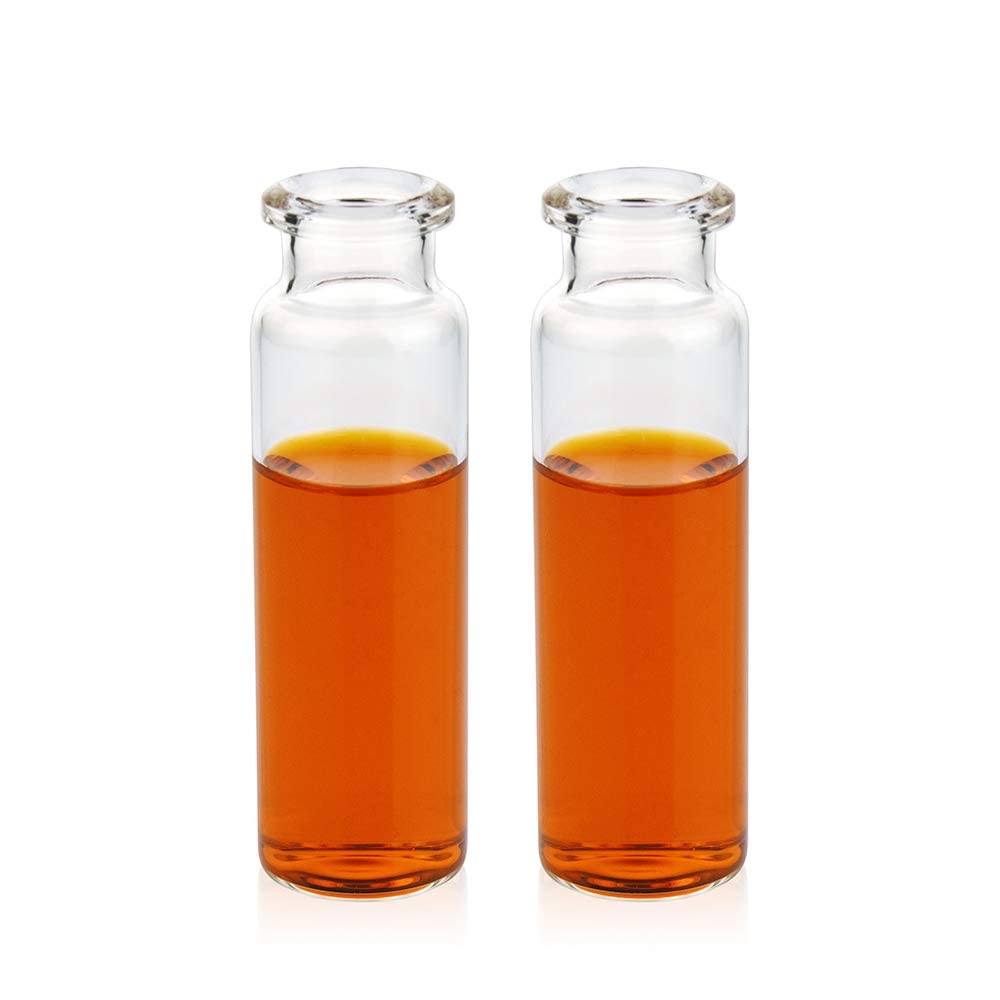PEKYBIO 20mm, Borosilicate Glass Standard Crimp Headspace Vial,20ml Capacity,Flat Bottom,Beveled Finish,22.5x75mm and Aluminum Crimp Seal with Natural PTFE/White Silicone Septa