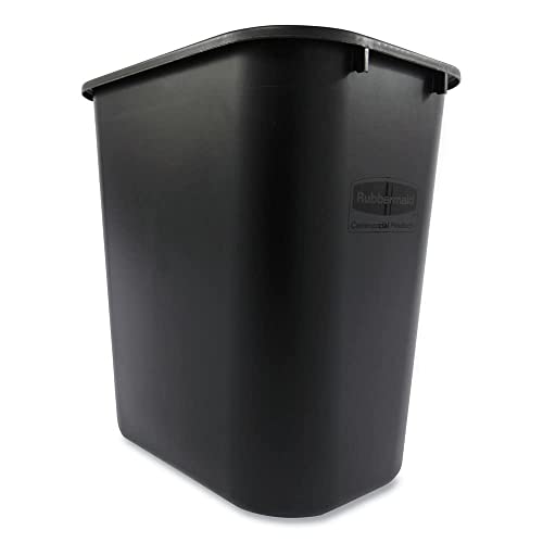 Rubbermaid 295600Bk Deskside Plastic Wastebasket, Rectangular, 7 Gal, Black