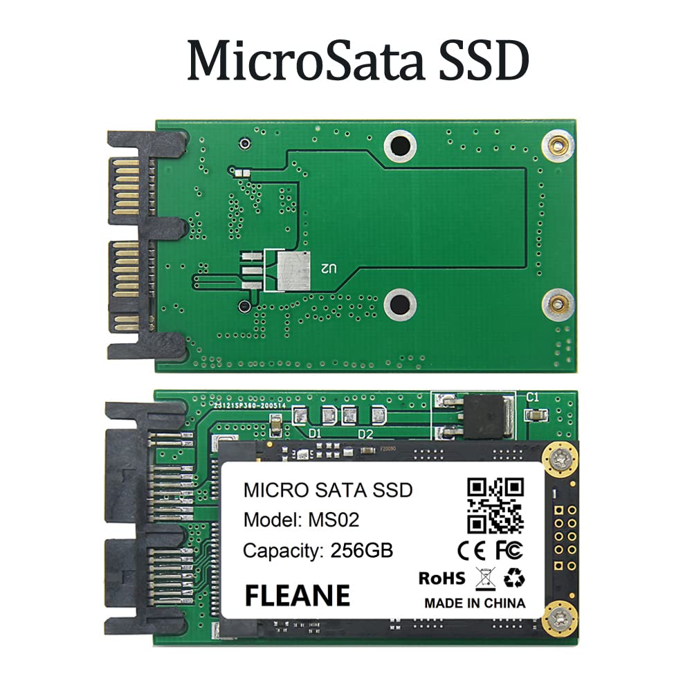 FLEANE 256GB MS02 MicroSata SSD Compatible with HP 2740p 2730p 2540p IBM X300 X301 T400S T410S Replace MK1233GSG MK1633GSG MK2533GSG 1.8" HDD (256GB)