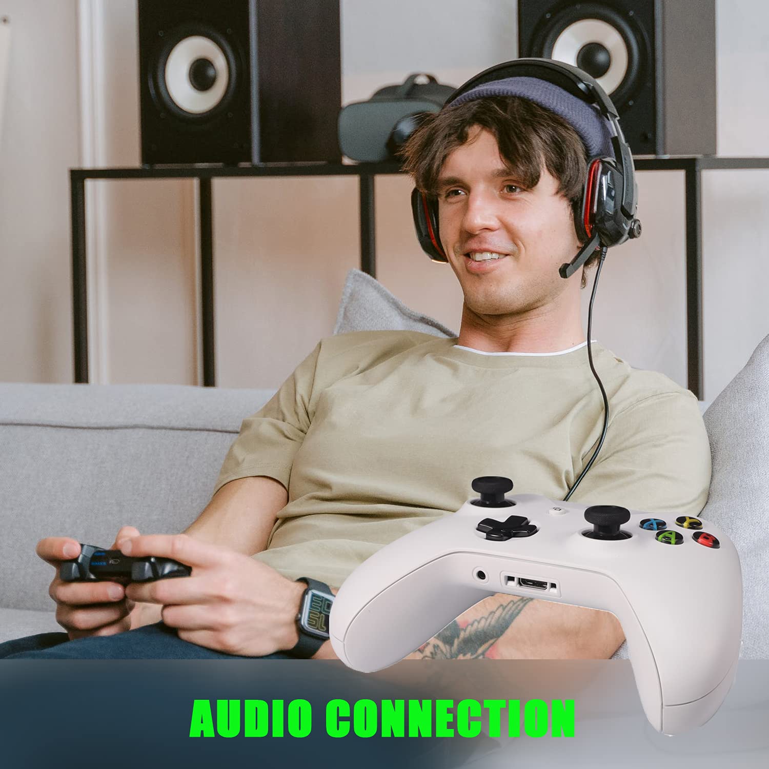 Wireless Controller for All Xbox One Models Xbox Series X/S/Xbox One/Xbox One S/One X /PC, With Headphone Jack (White)